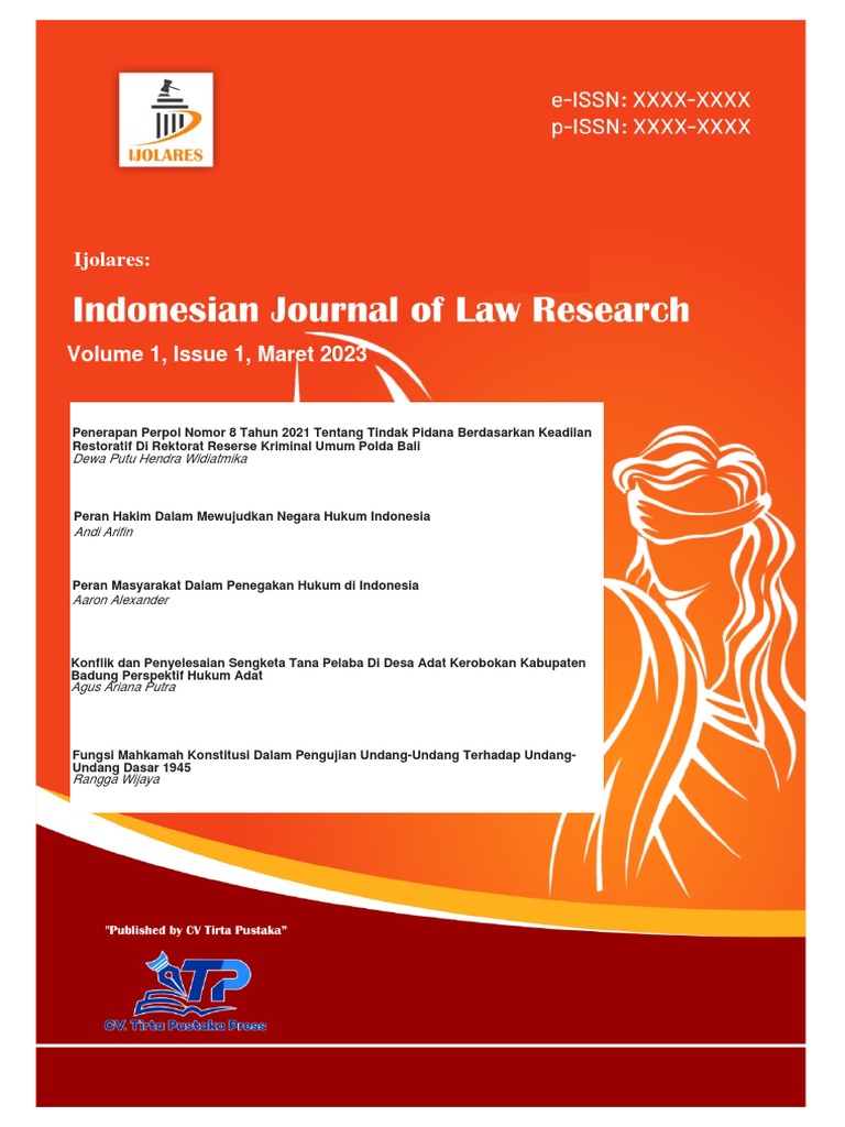 Ijolares Indonesian Journal Of Law Research Volume 1 No 1 Maret