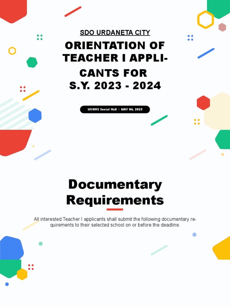 Teacher I Applicants Orientation 2023 | PDF