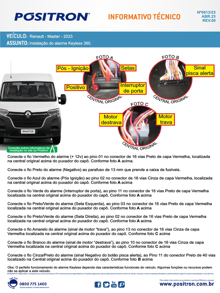 C0613 23 - Renault Master 2023 Dicas de Instalacao Do Keyless 360 | PDF