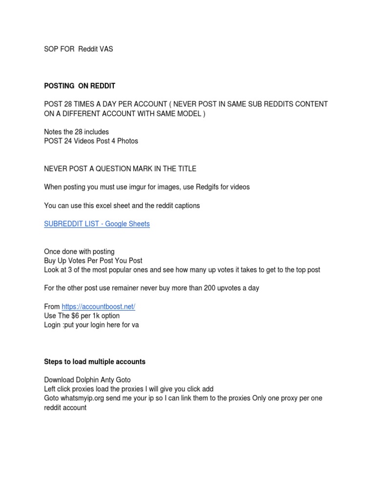 SOP FOR Reddit VAS | PDF | Business