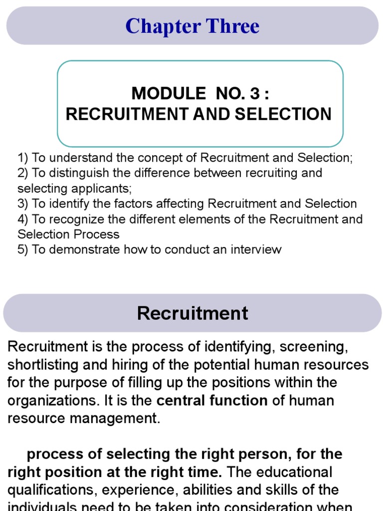Chapter 3 Recruitment and Selection | PDF | Recruitment | Employment