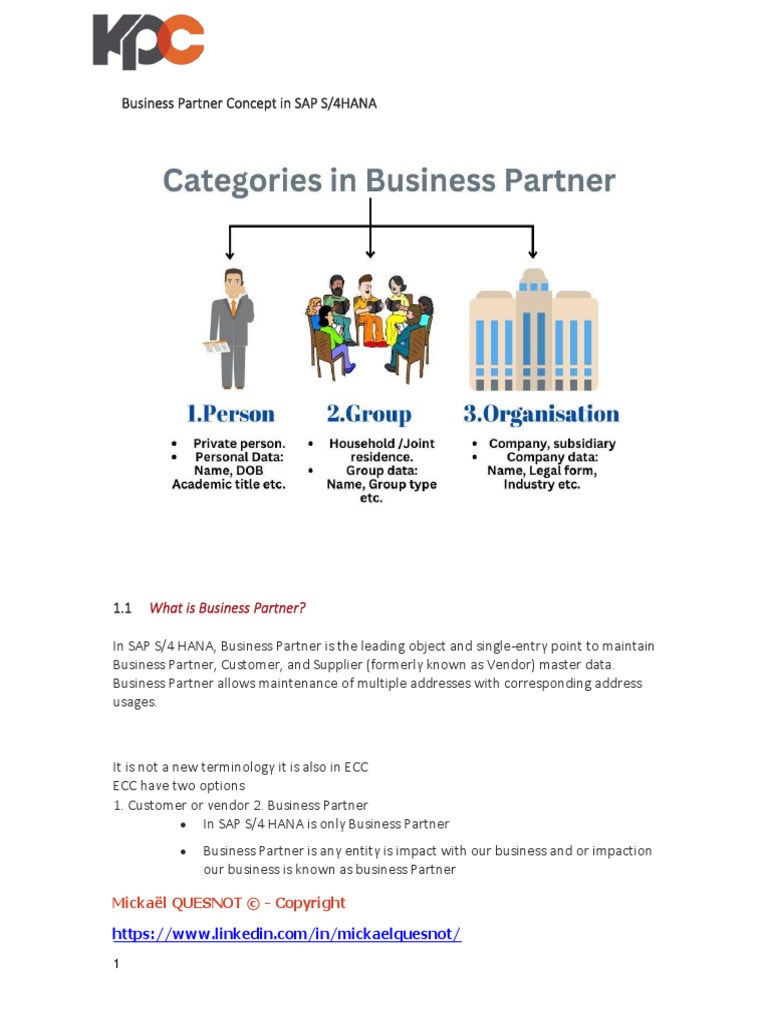 Business Partner Concept in SAP S4HANA | PDF | Information Technology ...