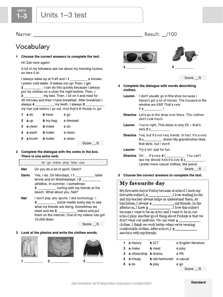 Gi A2 U1to3 Test Standard Pdf Mobile Phones Linguistics