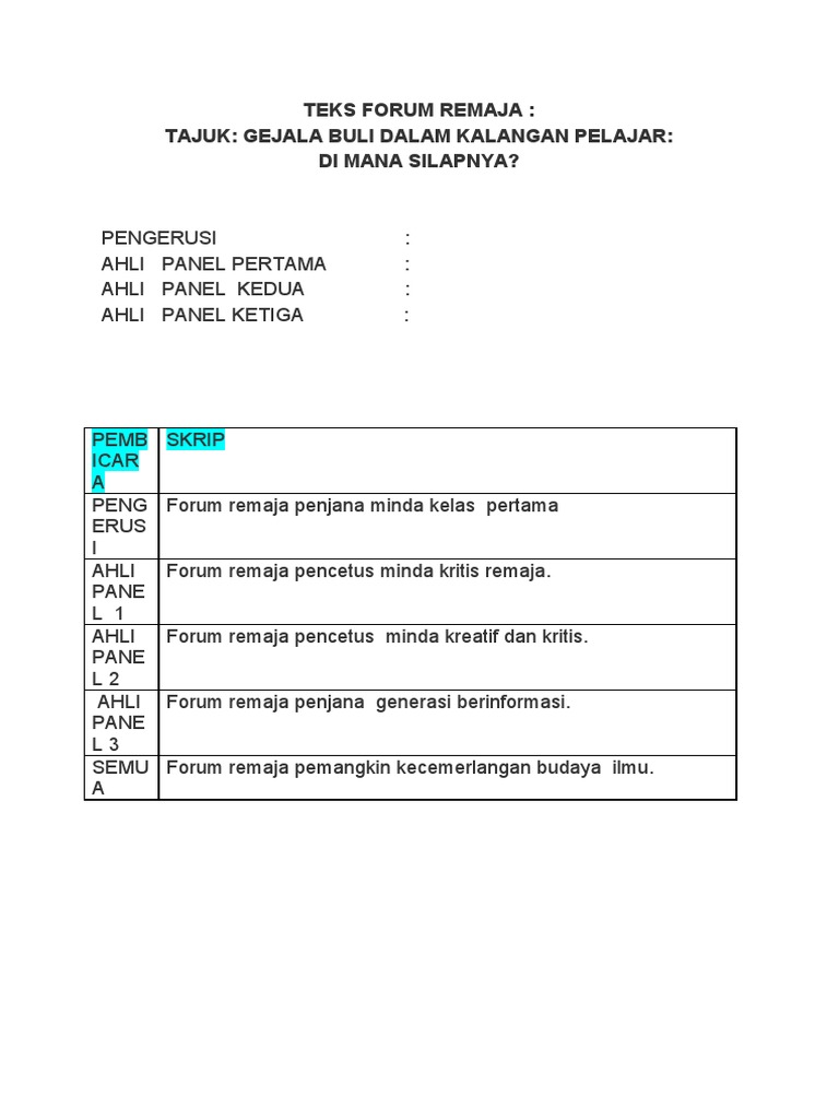 Teks Forum Buli | PDF