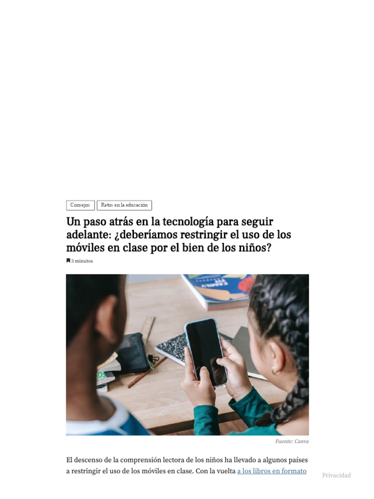 El Uso de Los Móviles y El Descenso de La Comprensión Lectora SAPOS Y ...