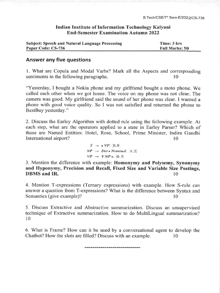 NLP Soft-Eng Algo Autumn End Semester | PDF