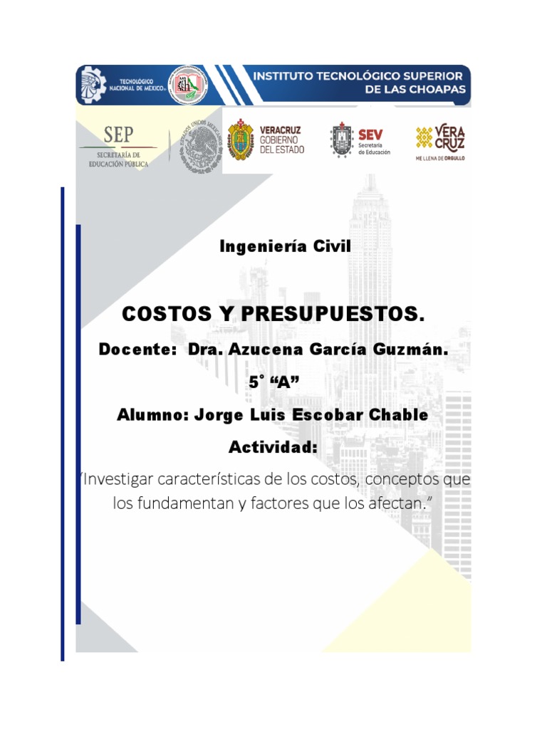 Actividad1 Jorge Luis Escobar Chable 211A0359 | PDF | Costo | Presupuesto
