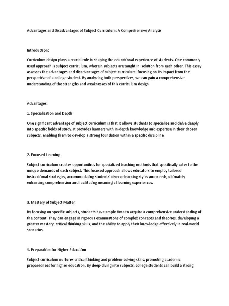 Advantages and Disadvantages of Types of Curriculum | Download Free PDF ...