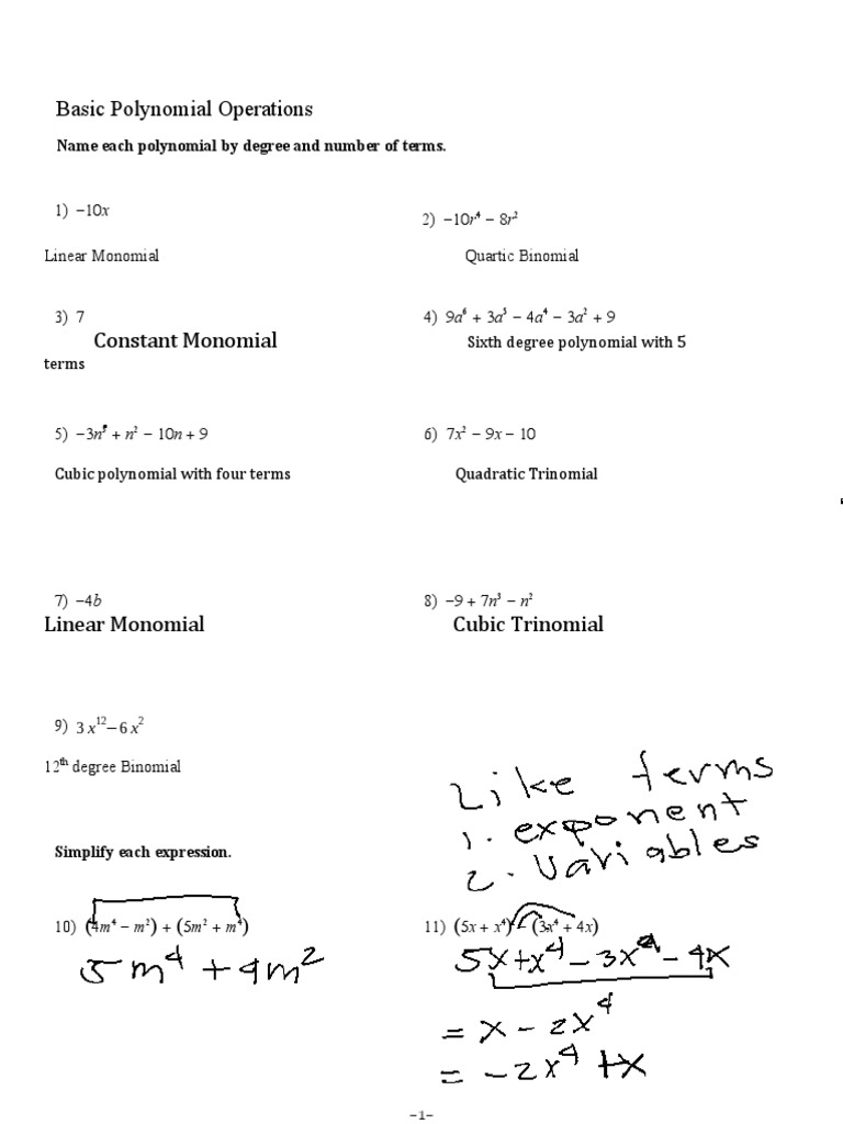 Basic Operations On Polynomials | PDF
