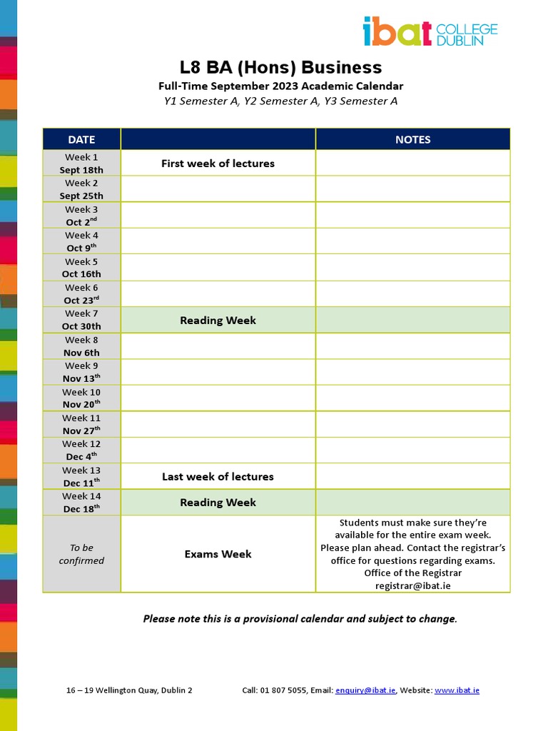 BA Academic Calendar 2023-24 | PDF