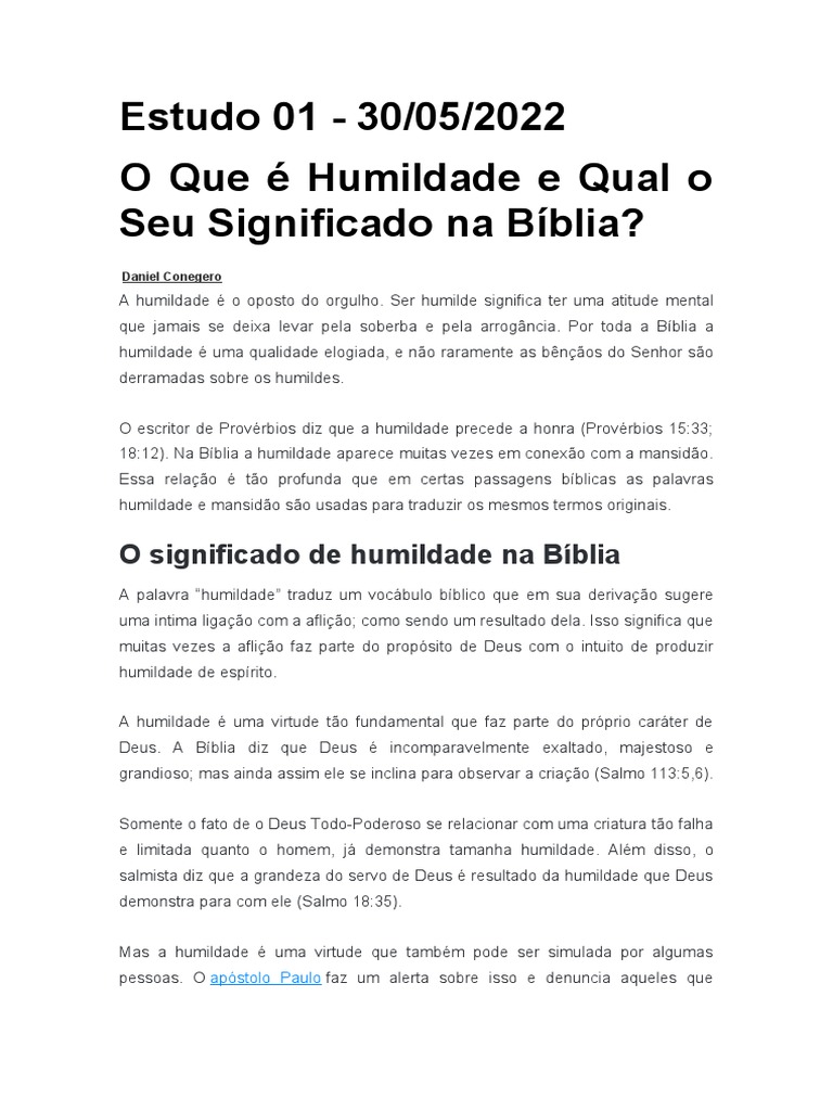 Humildade: Significado Bíblico e Exemplos | PDF | Jesus | Bíblia