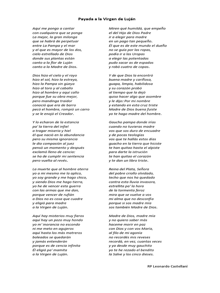 Payada A La Virgen de Luján | PDF
