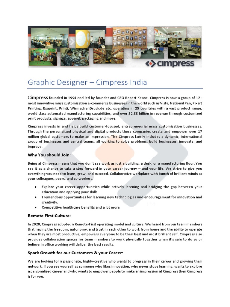 Graphic Designer - JD - Cimpress | PDF | Adobe In Design | Human ...