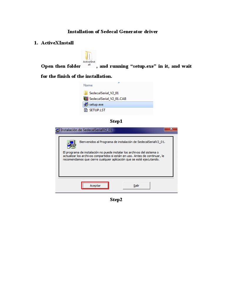 Installation of Sedecal Generator drvier | PDF