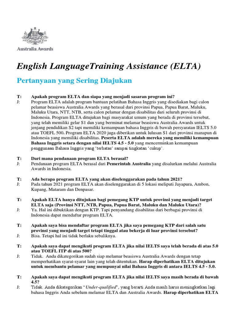 ELTA FAQs 2021 Extended | PDF