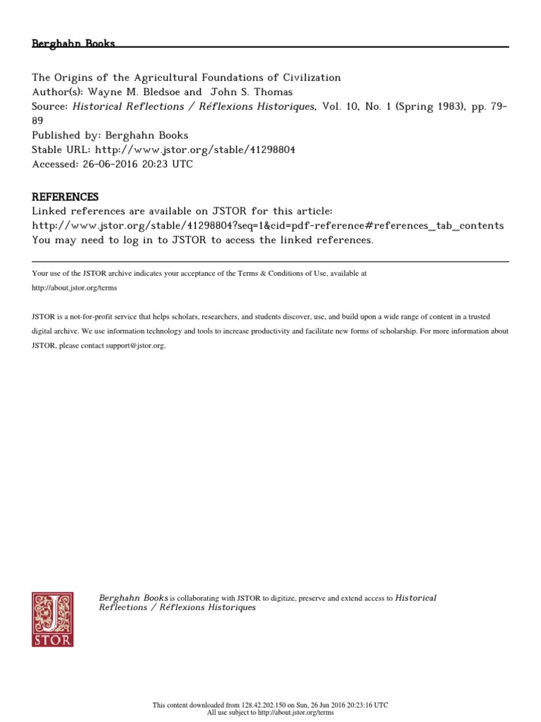 BLEDSOE, Wayne M. & THOMAS, John S. 1983. "The Origins of The ...