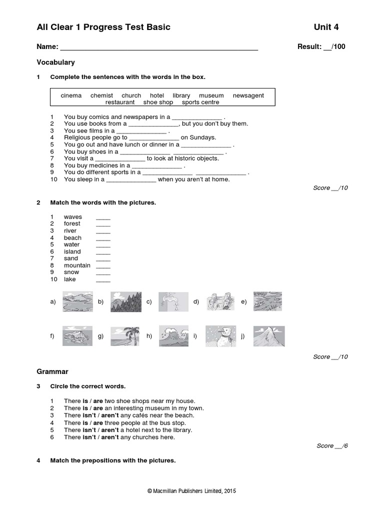 All Clear 1 Test U4 Basic | PDF | Glasgow | Scotland