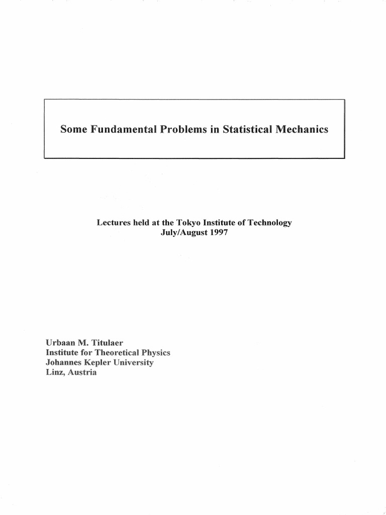 بعض المشكلات الأساسية في الميكانيكا الإحصائية | PDF | Statistical Mechanics | Equations