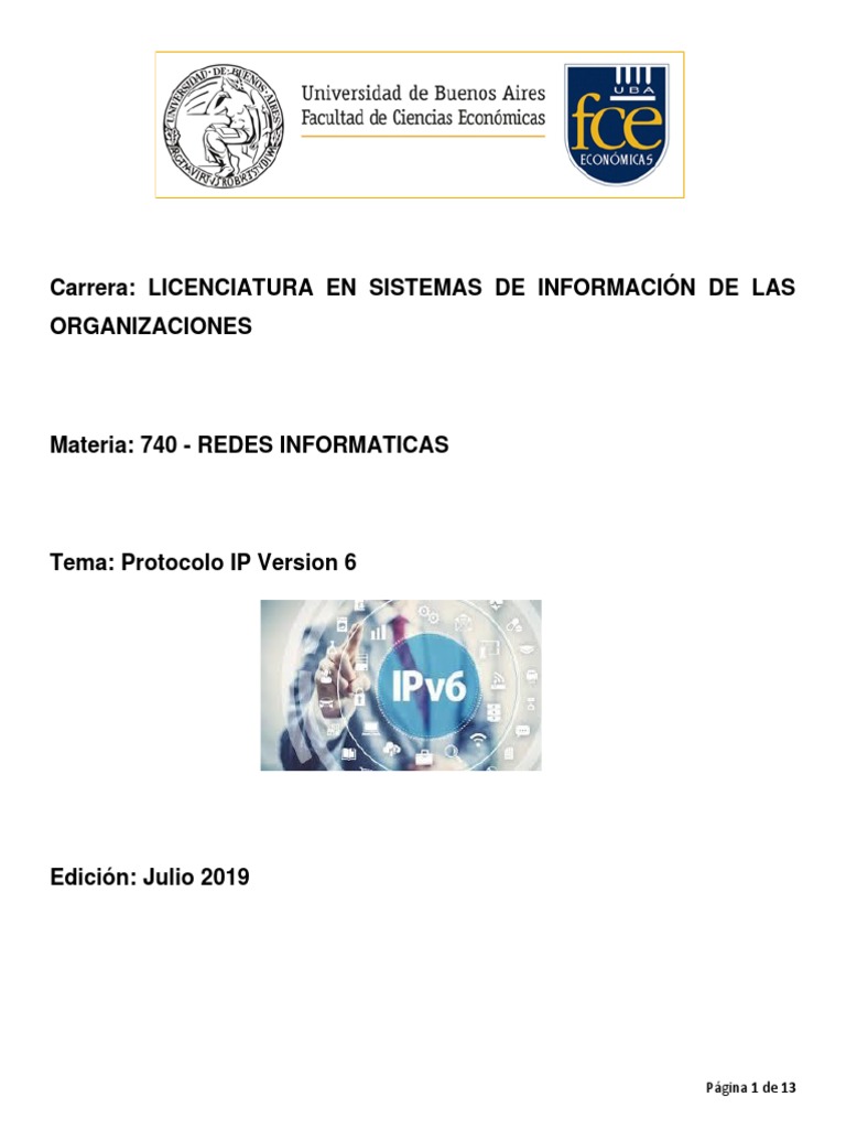 1a ML Protocolo IPv6 Copy | PDF | Yo Pv6 | Protocolos de internet