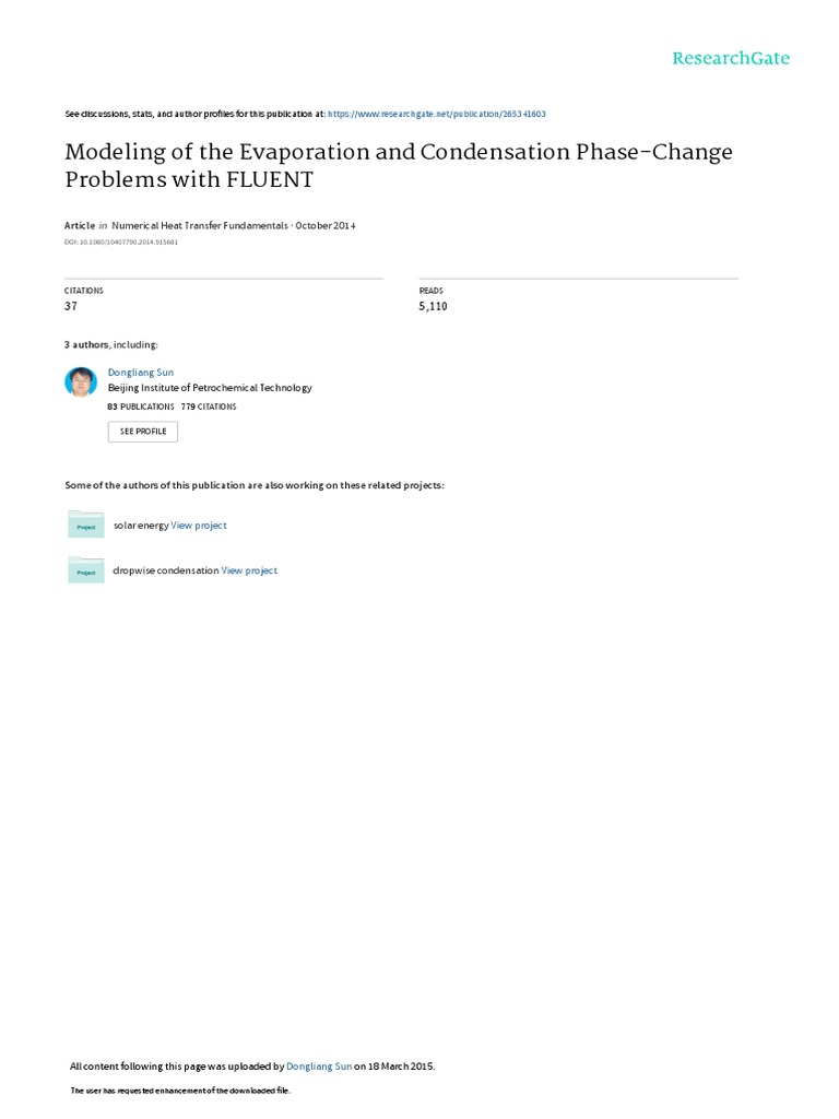 Modeling of The Evaporation and Condensation Phase-Change Problems With ...
