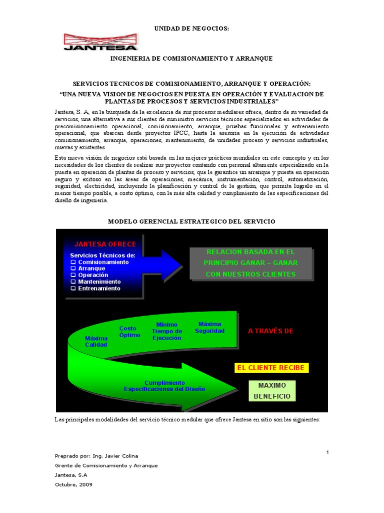 Servicios de Comisionamiento y Arranque | PDF | Ingeniería | Calidad ...