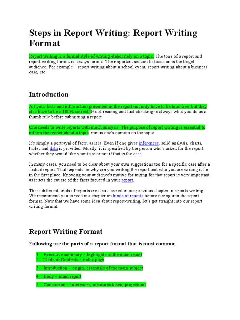 Steps in Report Writing-1 | PDF | Data | Information