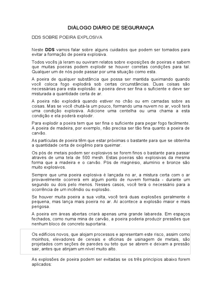 Cuidados Contra Poeira Explosiva | PDF