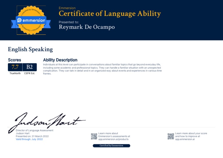 Reymark de Ocampo-English Speaking | PDF | Applied Linguistics | Language Education
