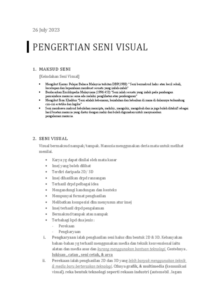 Pengenalan Seni Visual STPM SEM 1 | PDF