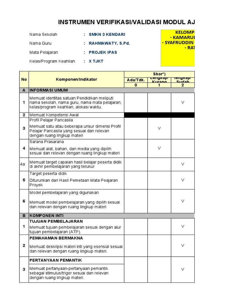 TUGAS LK - Instrumen VALIDASI MODUL AJAR - FIRDAUS | PDF