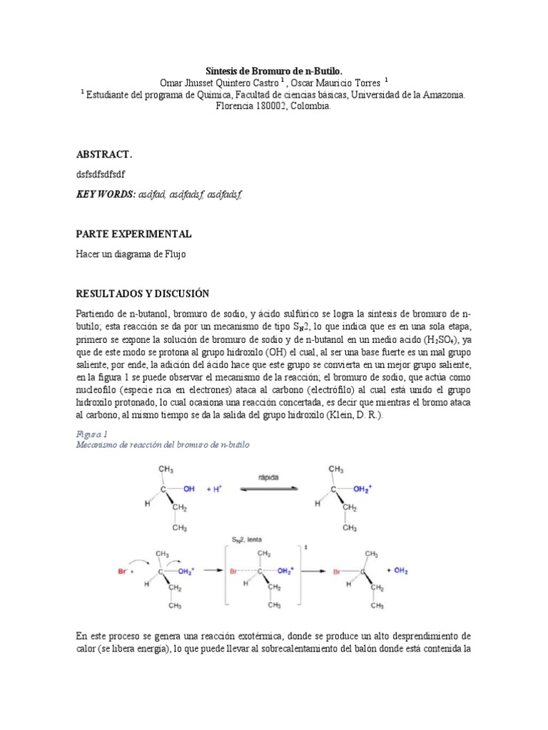 Síntesis de Bromuro de n-Butilo | PDF | Ácido | Ácido sulfúrico