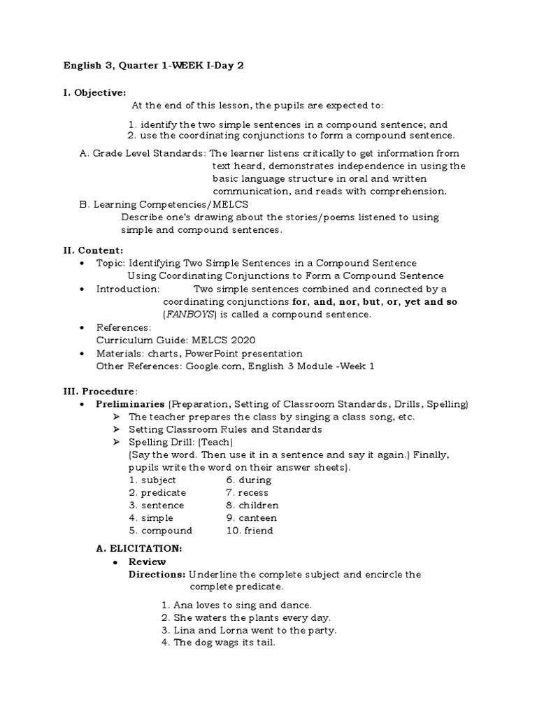 English 3-Q1 - Week 1-Day 2 | PDF | Grammar | Syntax