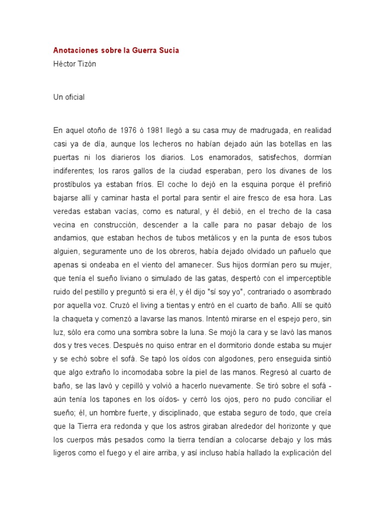 Anotaciones Sobre Una Guerra Sucia Héctor Tizón | PDF | Costo de la vida Anotaciones Sobre Una Guerra Sucia Héctor Tizón | PDF | Costo de la vida