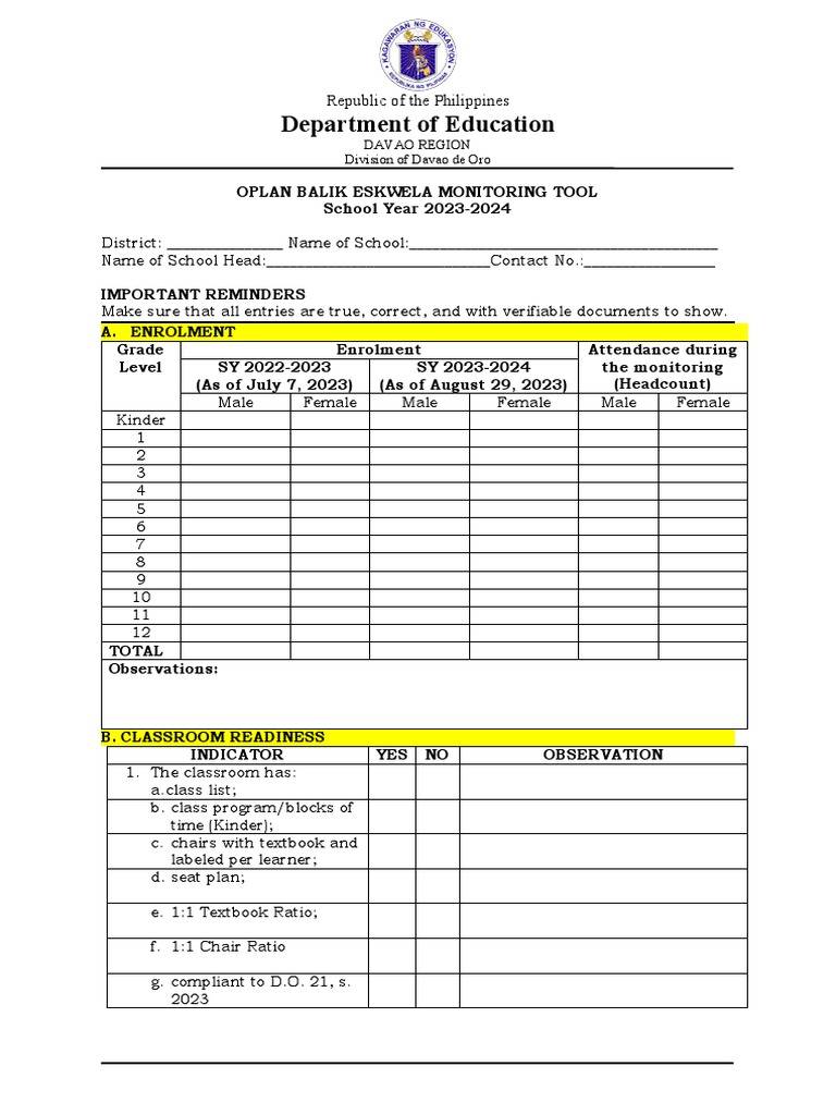 Obe Monitoring Tool | PDF | Teachers | Teaching