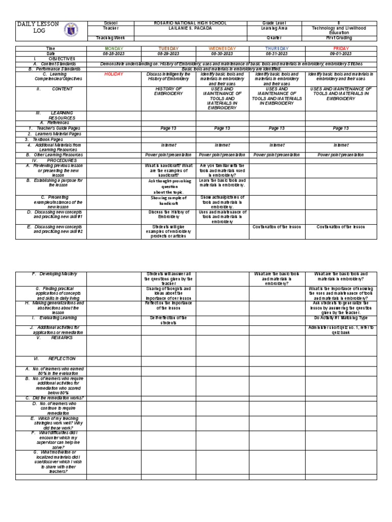 DLL in TLE8 | PDF | Embroidery | Learning