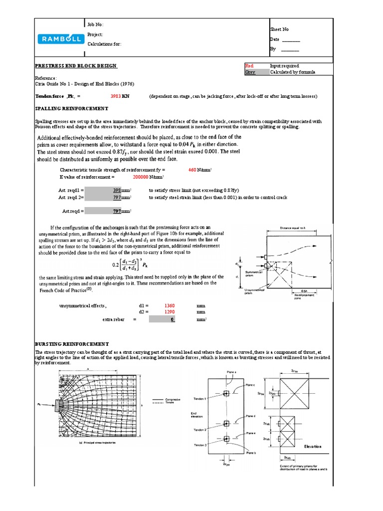 Prestress End Block Design To CIRIA | PDF | Stress (Mechanics ...