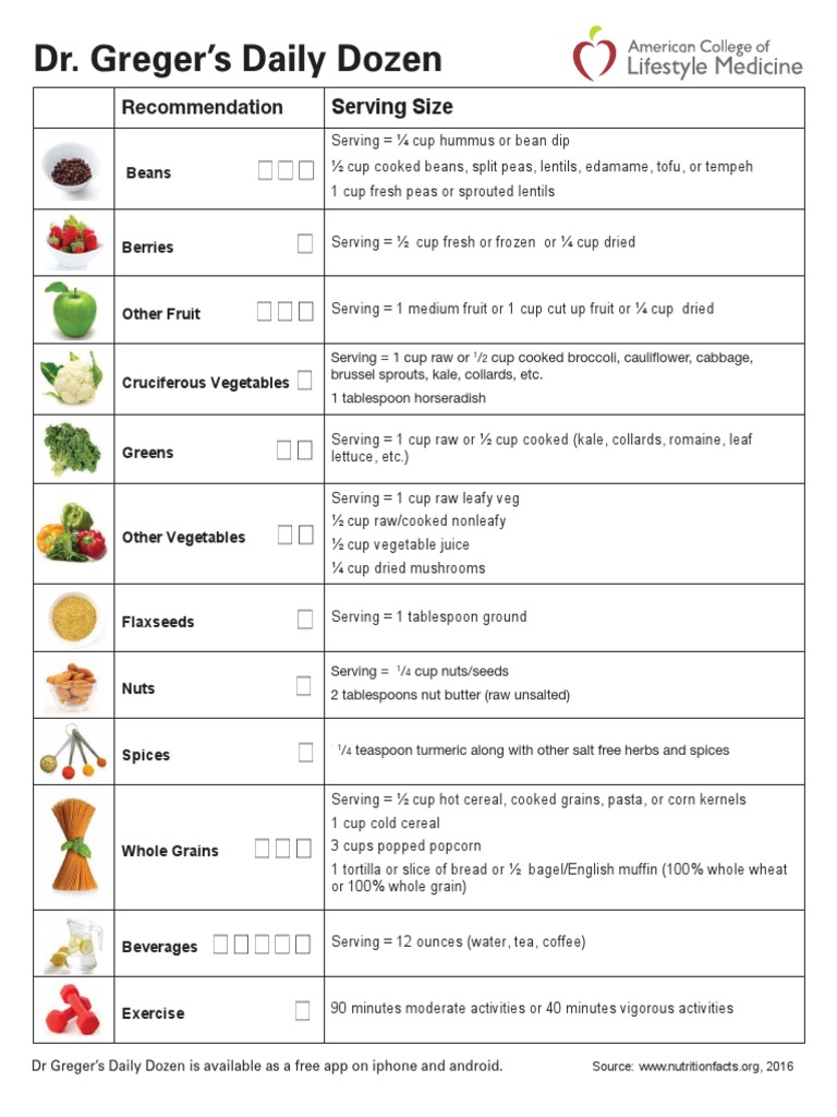 Dr Gregers Daily Dozen Pdf Cereals Vegetables