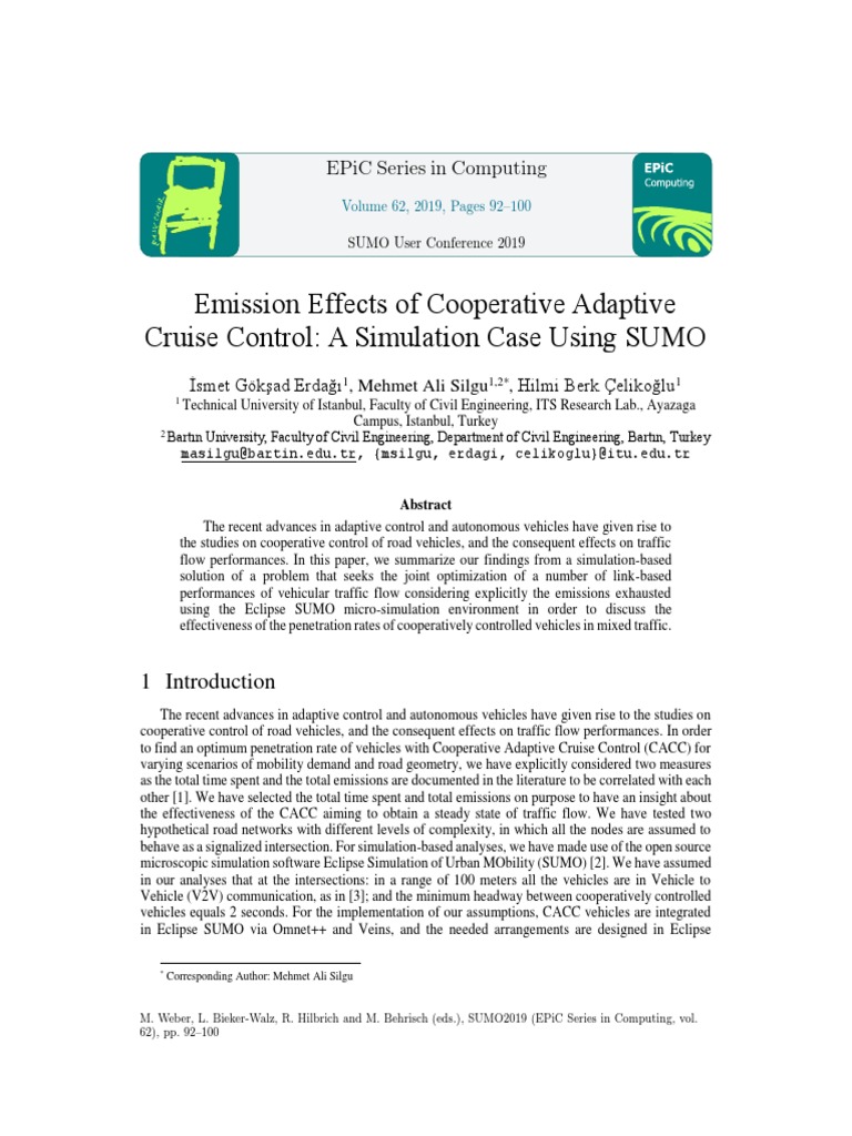 Emission Effects of Cooperative Adaptive Cruise Control A Simulation ... Emission Effects of Cooperative Adaptive Cruise Control A Simulation ...