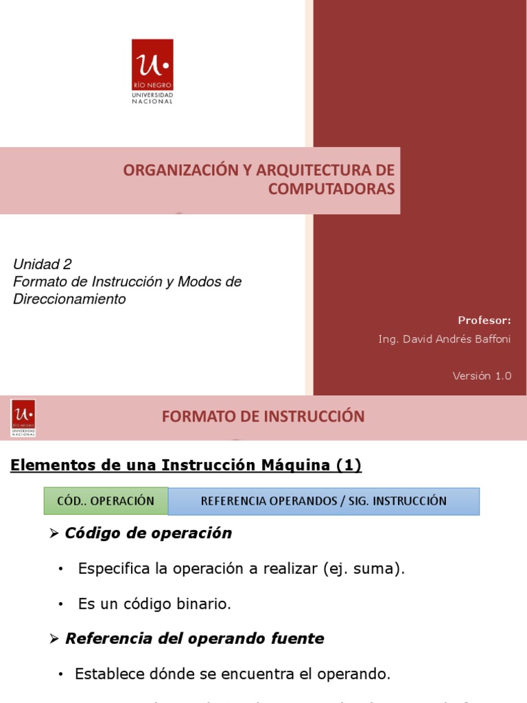 Unidad 2 - Clase 3 - Formato de Instrucción y Modos de Direccionamiento ...