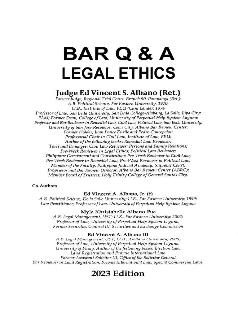 Qanda 2023 Ethics Pdf Lawyer Practice Of Law