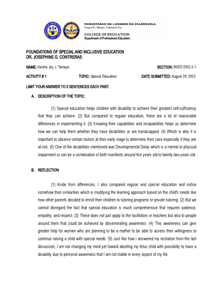 Educ 7 Activity 1 Tamayo 1 | PDF