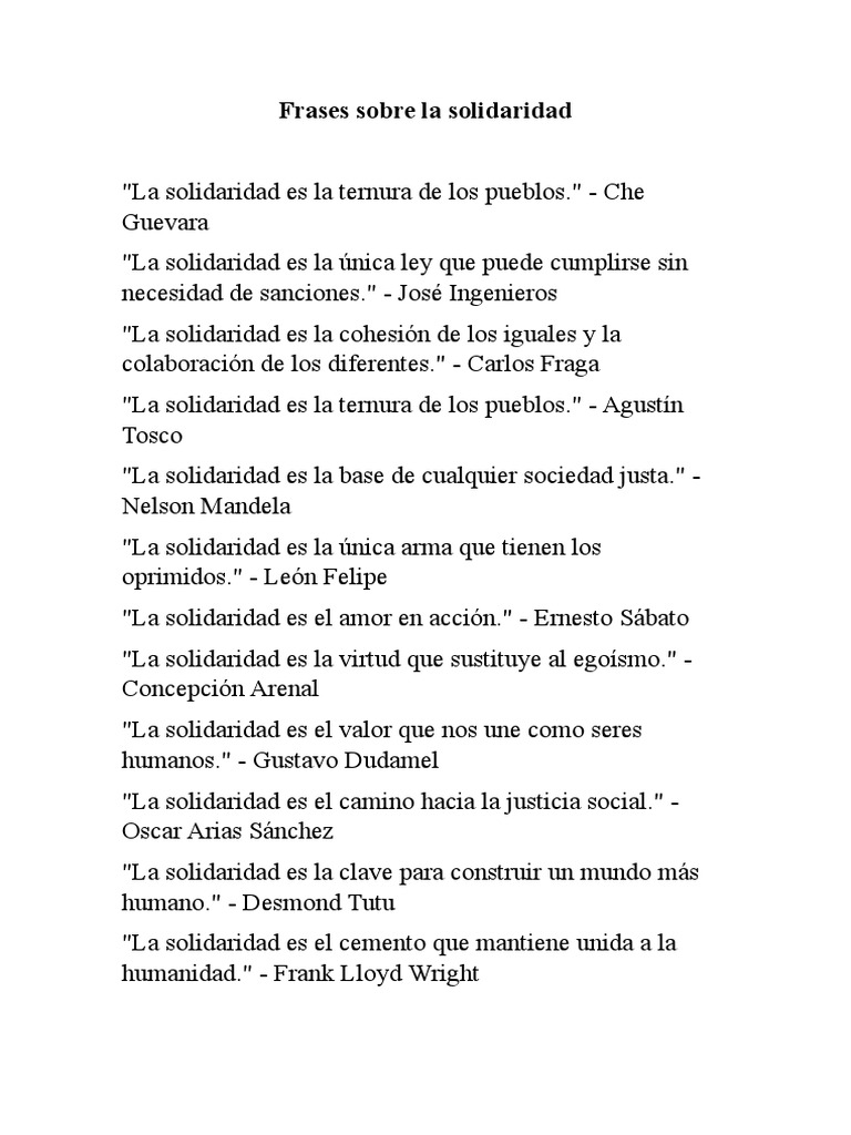 Frases Sobre La Solidaridad | PDF