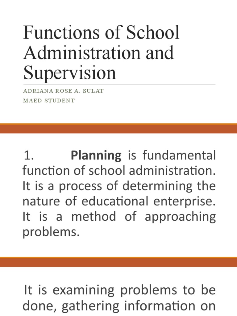 Functions of School Adminstration and Supervision | PDF | Evaluation ...