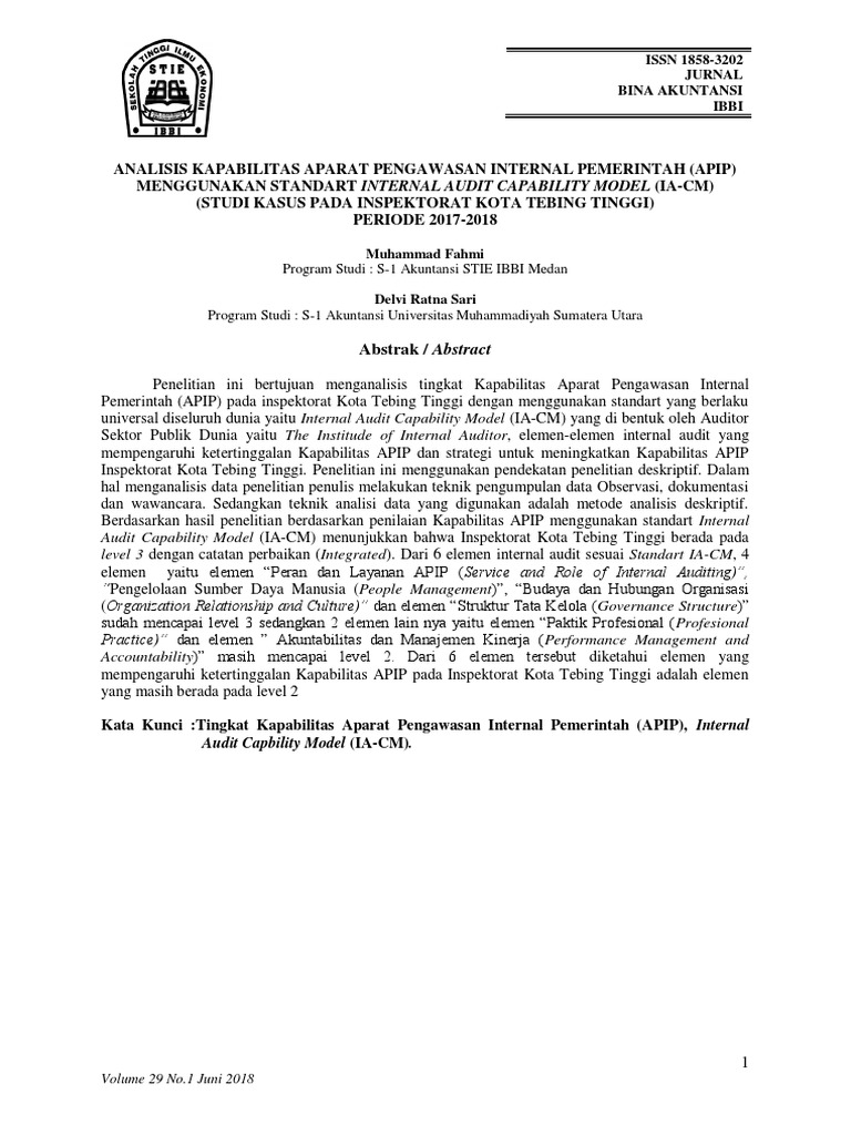 Analisis Kapabilitas Aparat Pengawas Internal Pemerintah (Apip ...