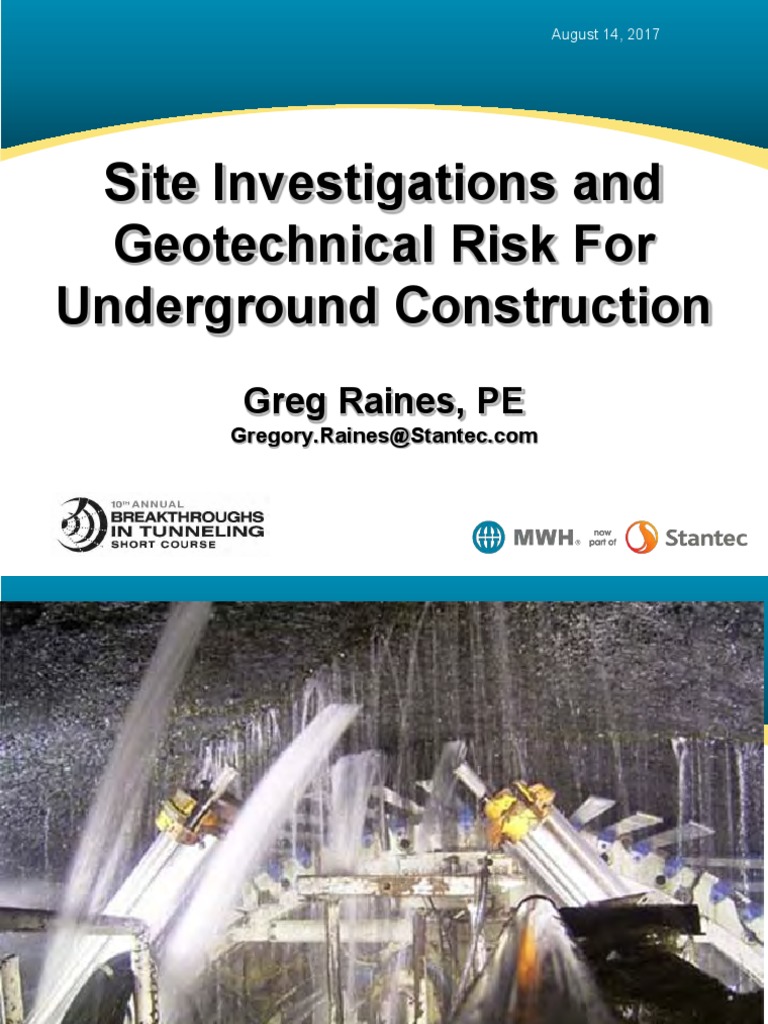 Raines-Site-Investigations-And-Geotechncial-Risk TUNNEL | PDF ...