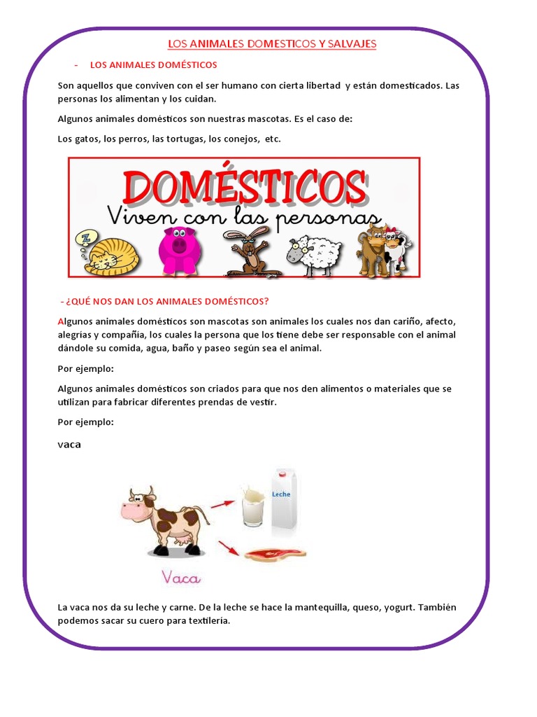 Animales domésticos y salvajes: guía educativa | PDF | Domesticación ...