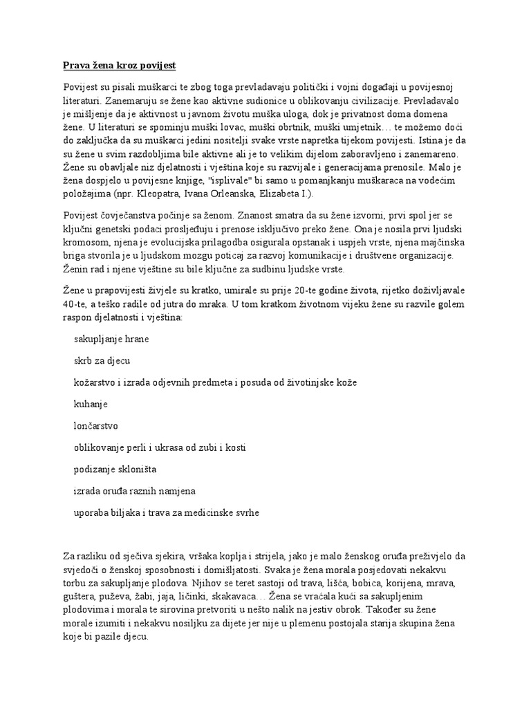 Prava Žena Kroz Povijest Pdf