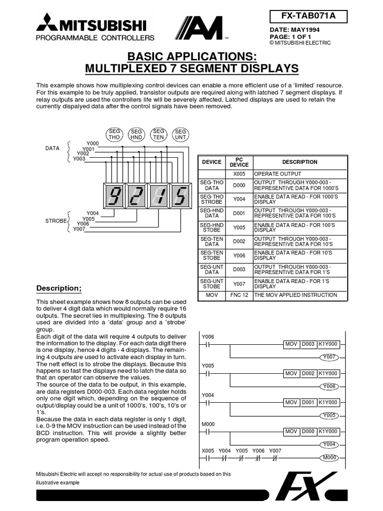 Mitsubishi PLC 7 Segment | PDF | Computer Architecture | Manufactured Goods