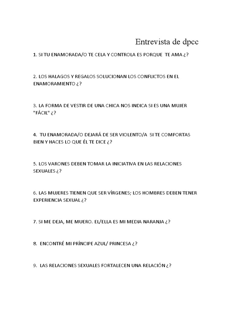 Entrevista de DPCC | PDF | Relaciones personales, crianza y desarrollo personal