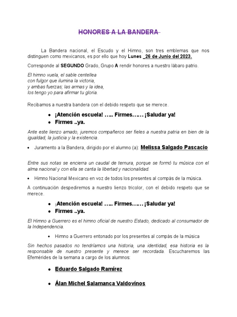 Honores A La Bandera | PDF